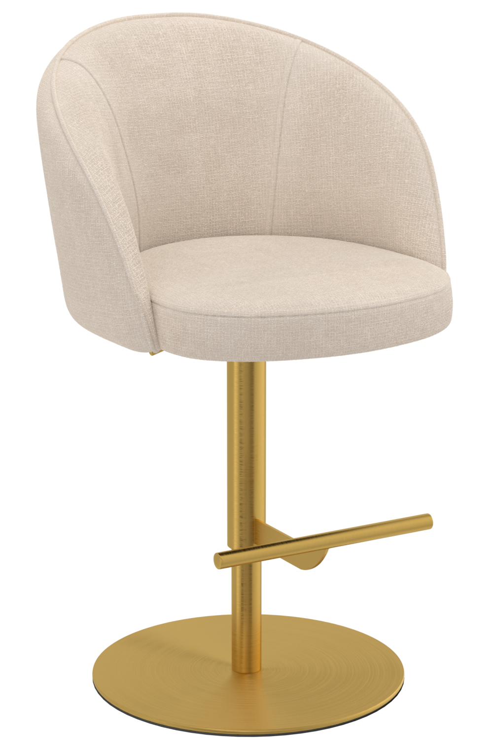 Divani Brushed Gold Bar Stool Textured Fabric