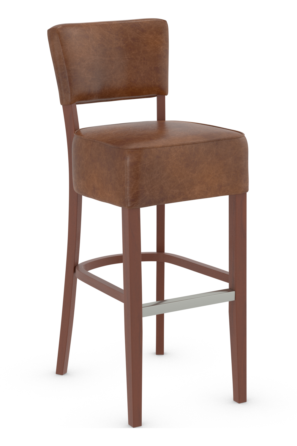 Genova Bar Stool Tan Aniline Leather & Walnut