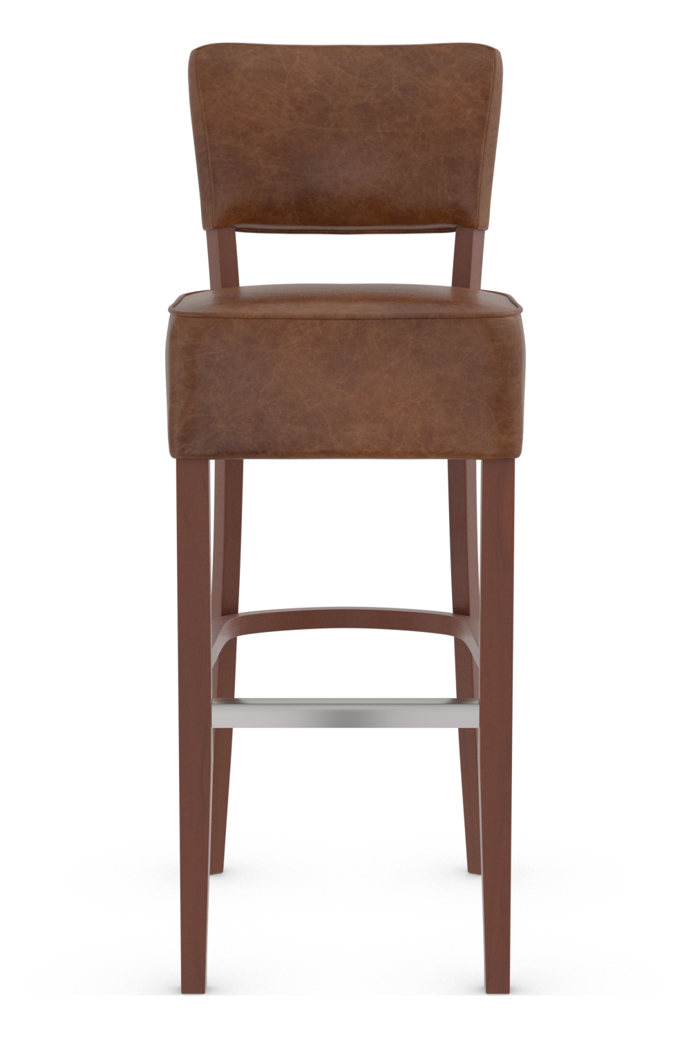 Genova Bar Stool Tan Aniline Leather & Walnut