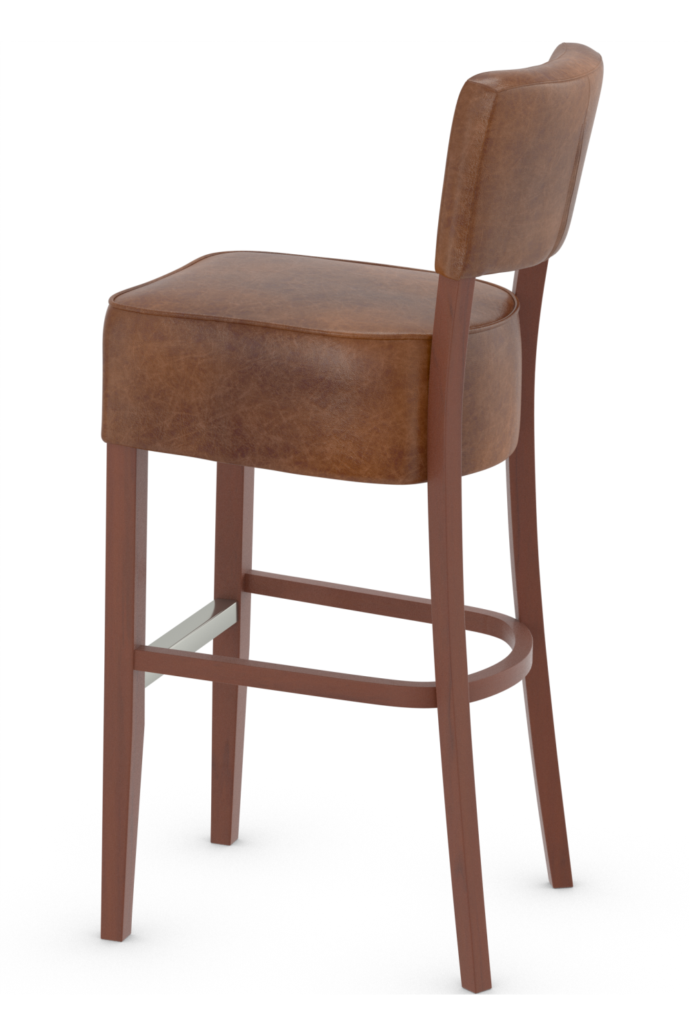 Genova Bar Stool Tan Aniline Leather & Walnut
