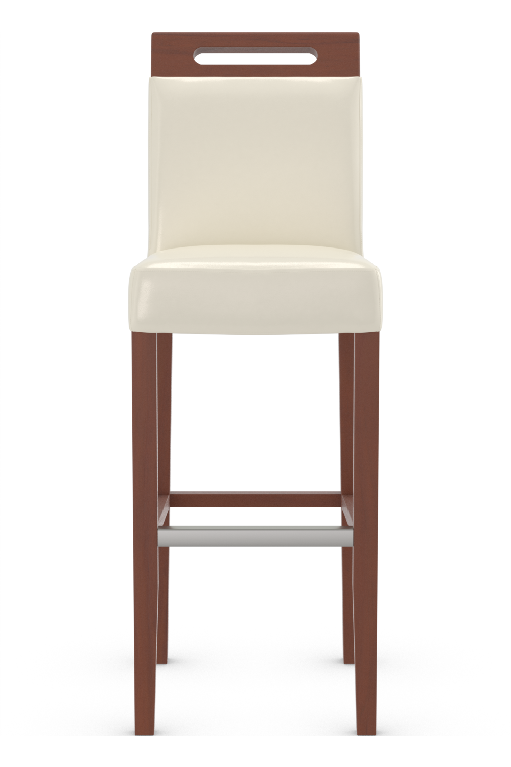Modena Bar Stool Cream Bonded Leather & Walnut