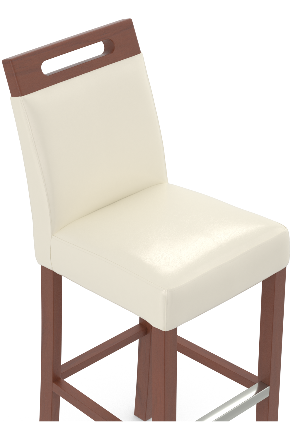 Modena Bar Stool Cream Bonded Leather & Walnut
