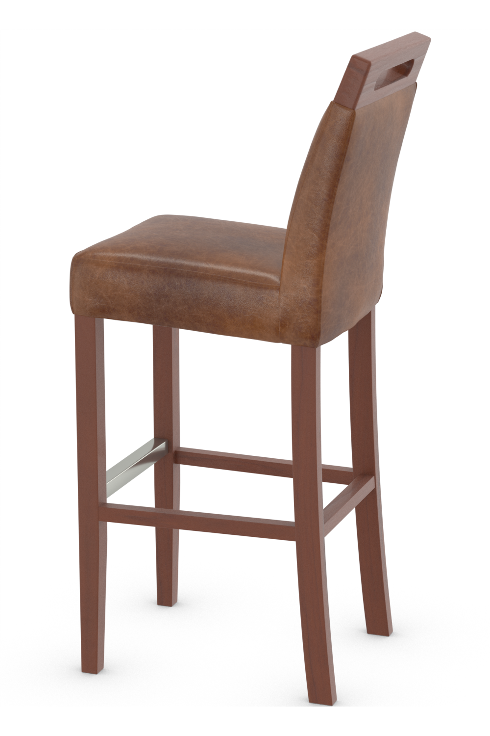 Modena Walnut Bar Stool Tan Aniline Leather