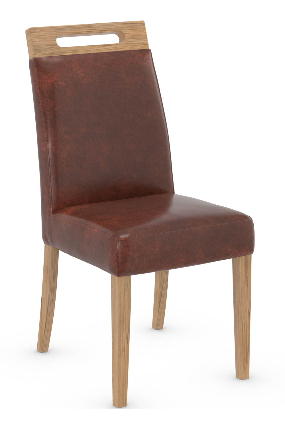 Modena Rustic Oak Dining Chair Antique Brown Bonded Leather