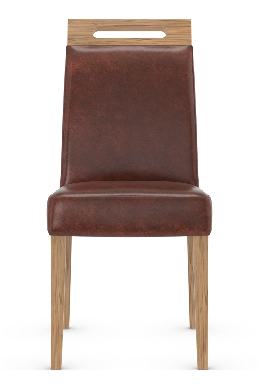 Modena Rustic Oak Dining Chair Antique Brown Bonded Leather