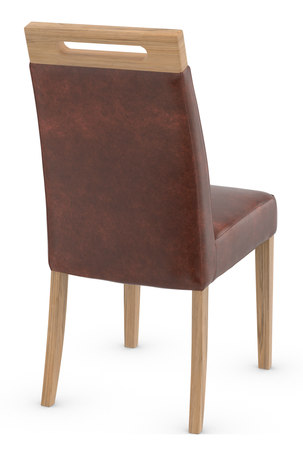 Modena Rustic Oak Dining Chair Antique Brown Bonded Leather