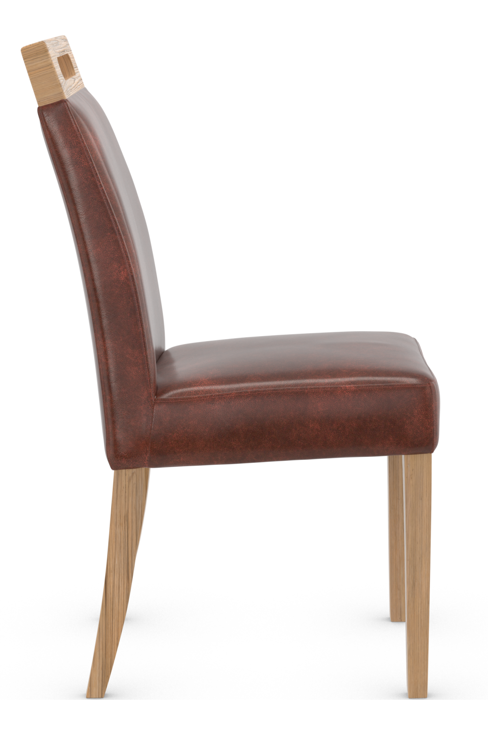 Modena Rustic Oak Dining Chair Antique Brown Bonded Leather