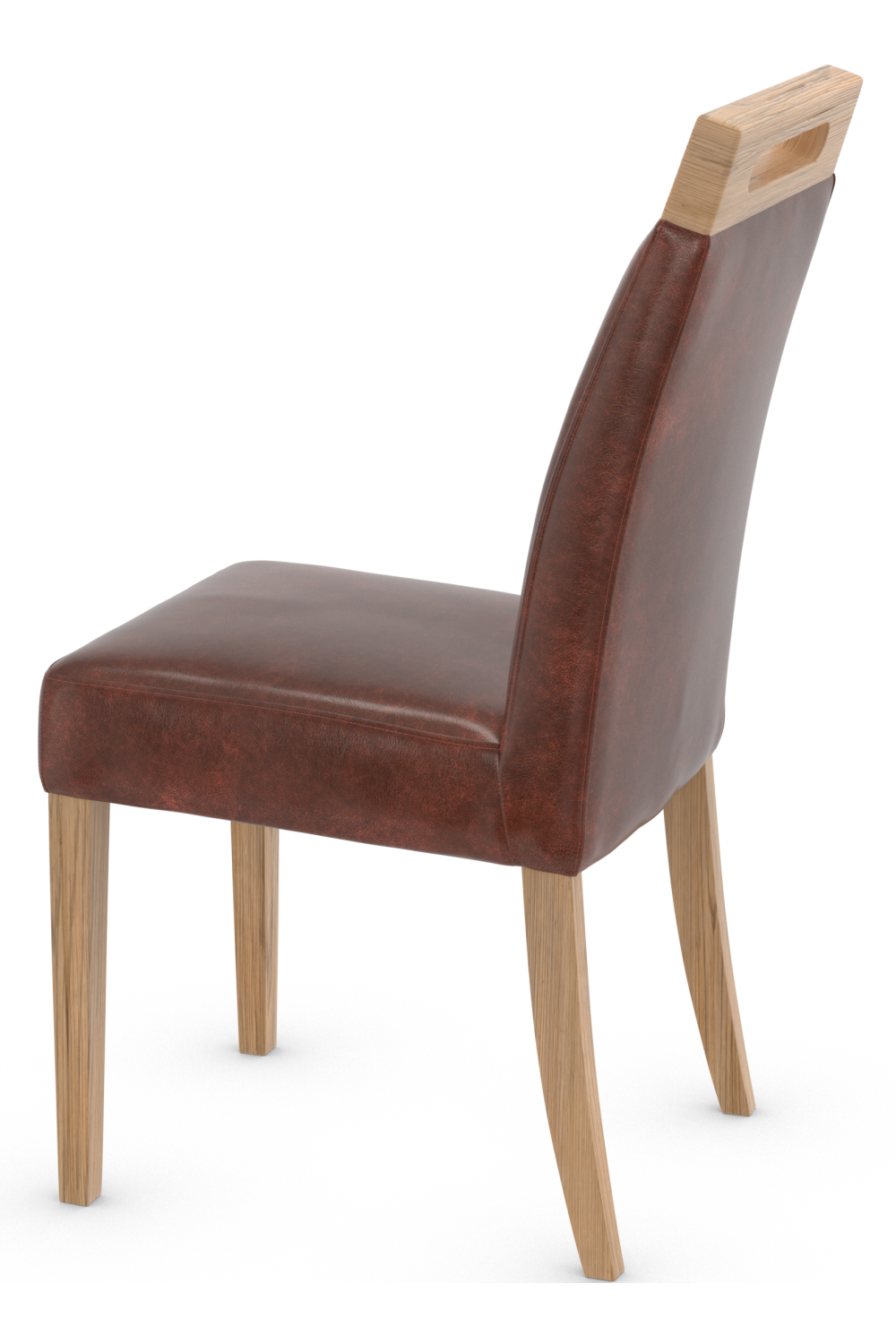 Modena Rustic Oak Dining Chair Antique Brown Bonded Leather