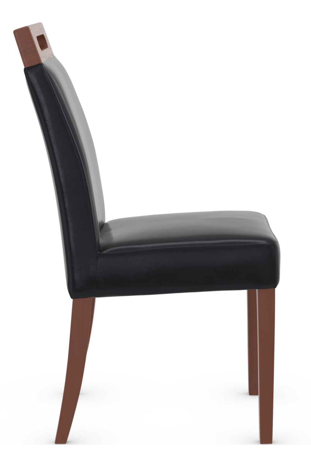 Modena Walnut Dining Chair Black Bonded Leather
