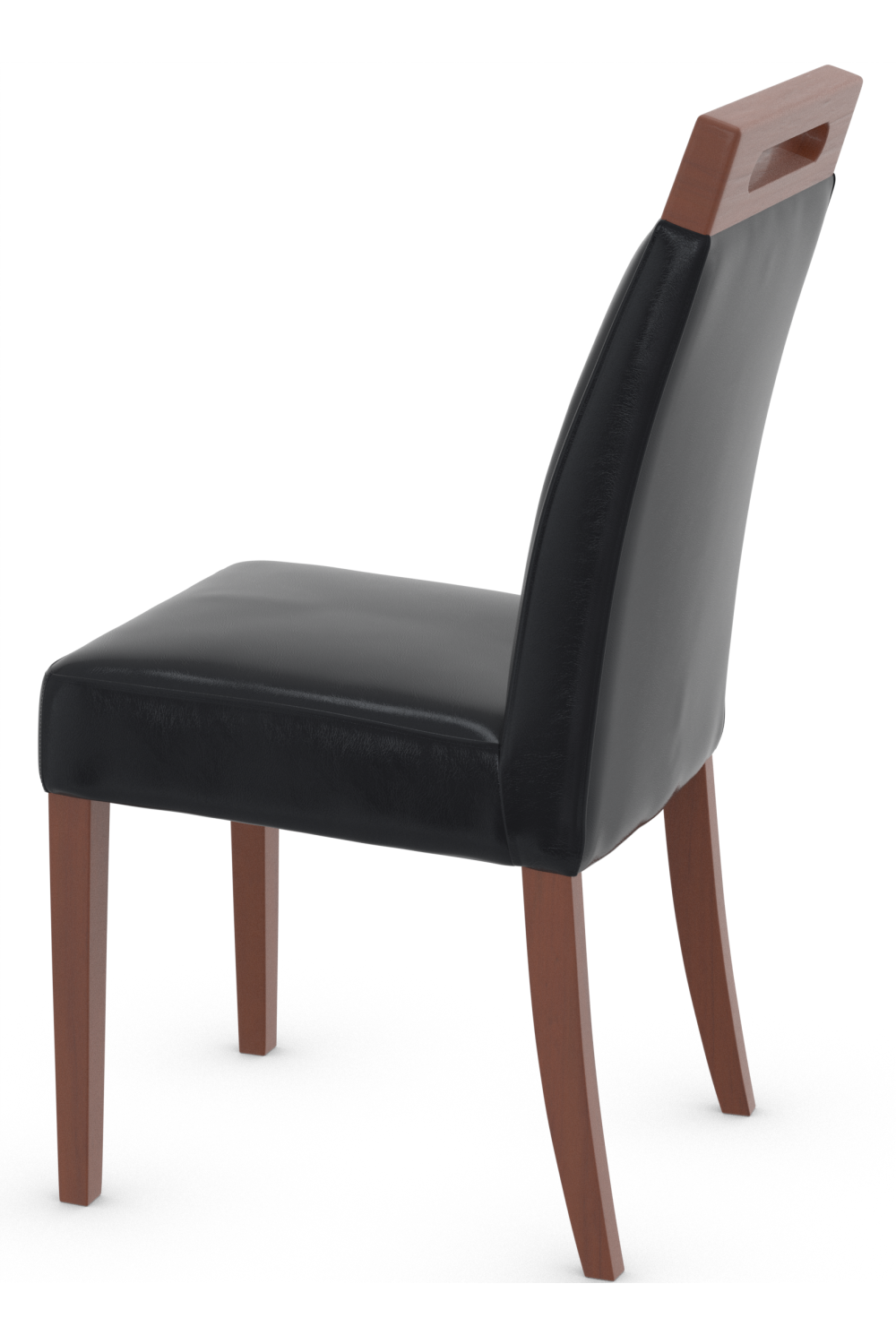 Modena Walnut Dining Chair Black Bonded Leather