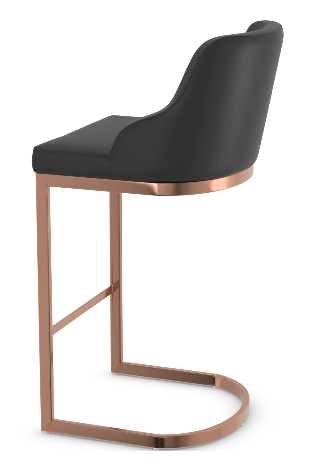 Nuovo Rose Gold Stool Black Leather