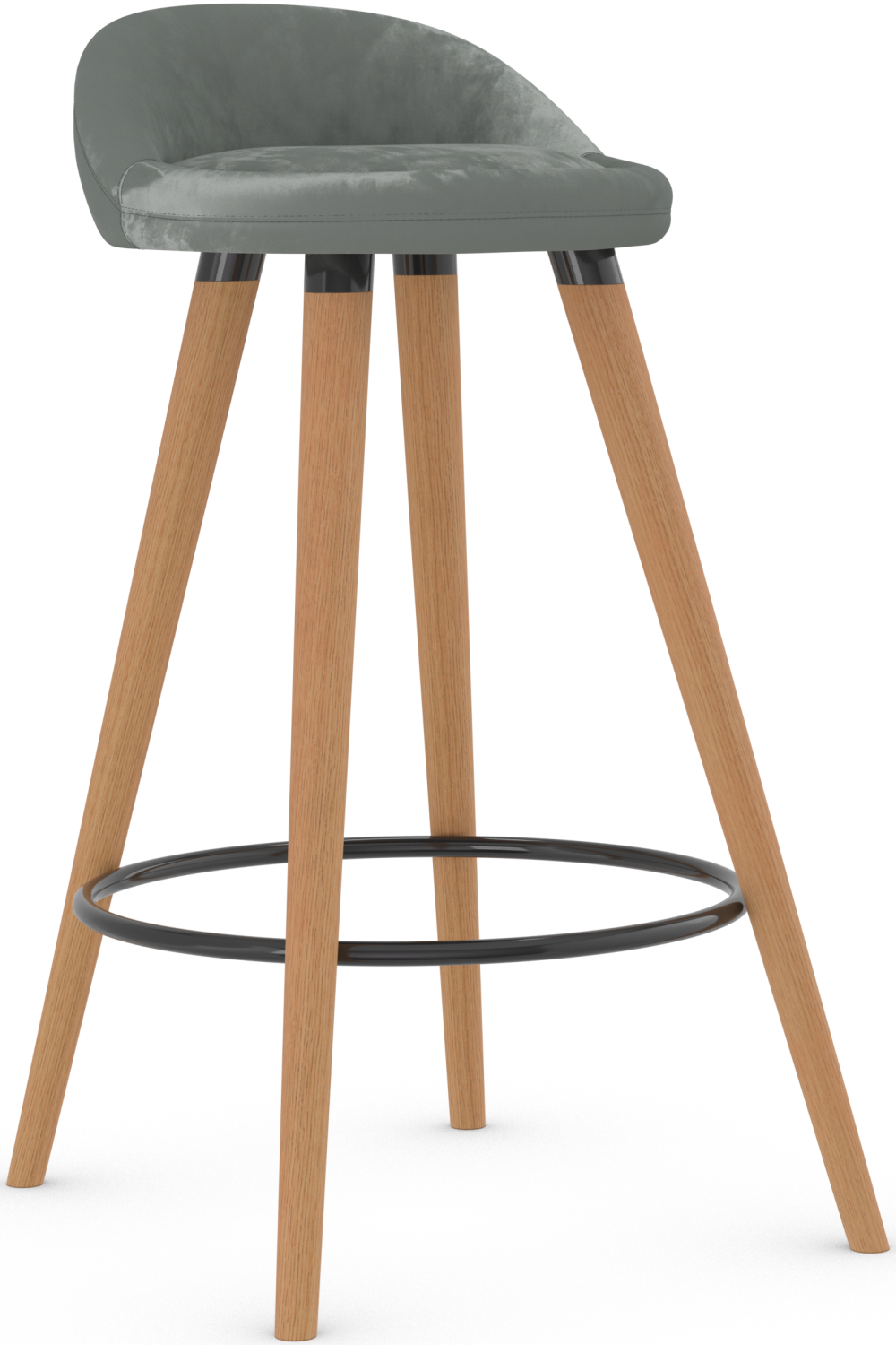 Skandi Bar Stool Grey Velvet