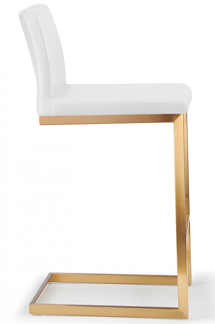 Ark Gold Bar Stool White