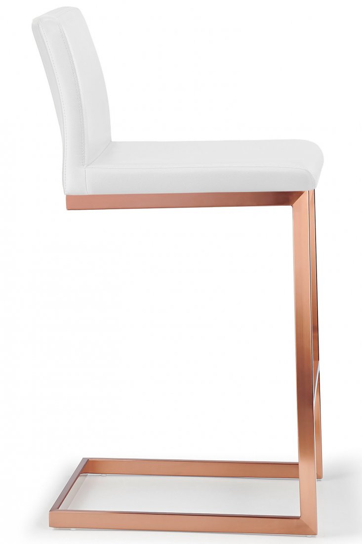 Ark Rose Gold Bar Stool White