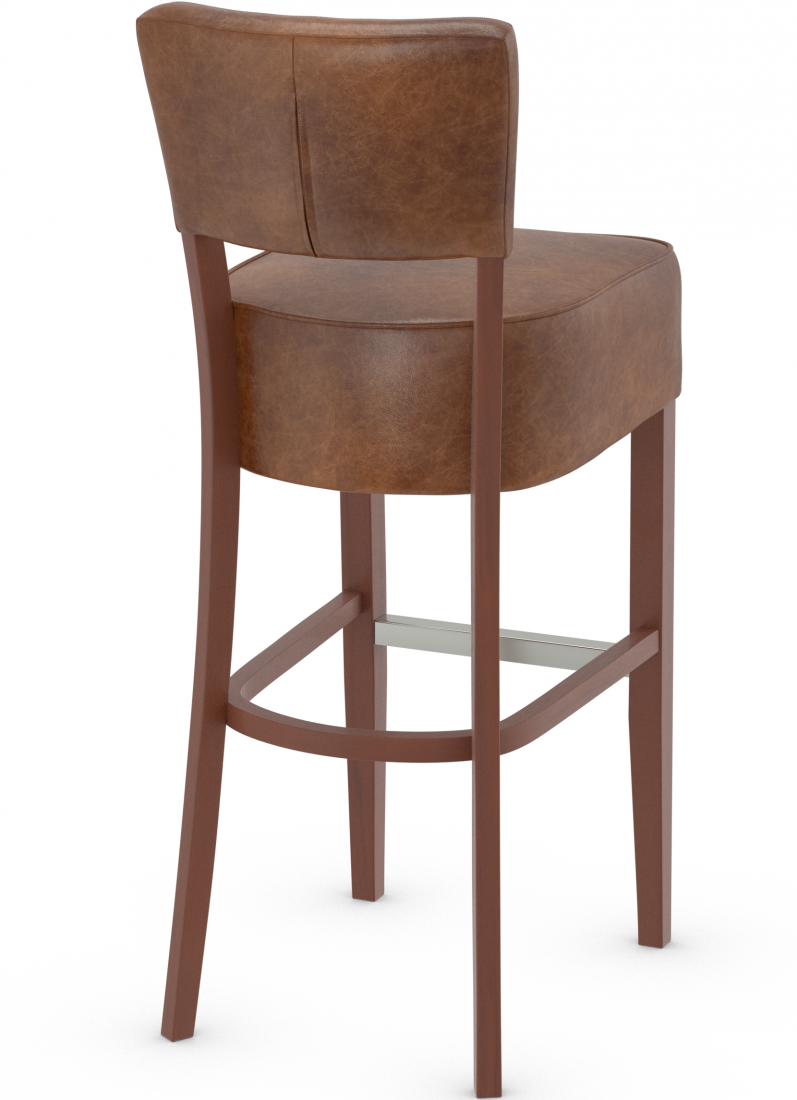 Genova Bar Stool Tan Aniline Leather & Walnut