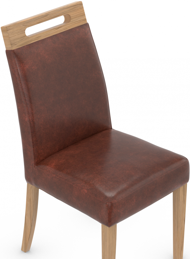 Modena Rustic Oak Dining Chair Antique Brown Bonded Leather