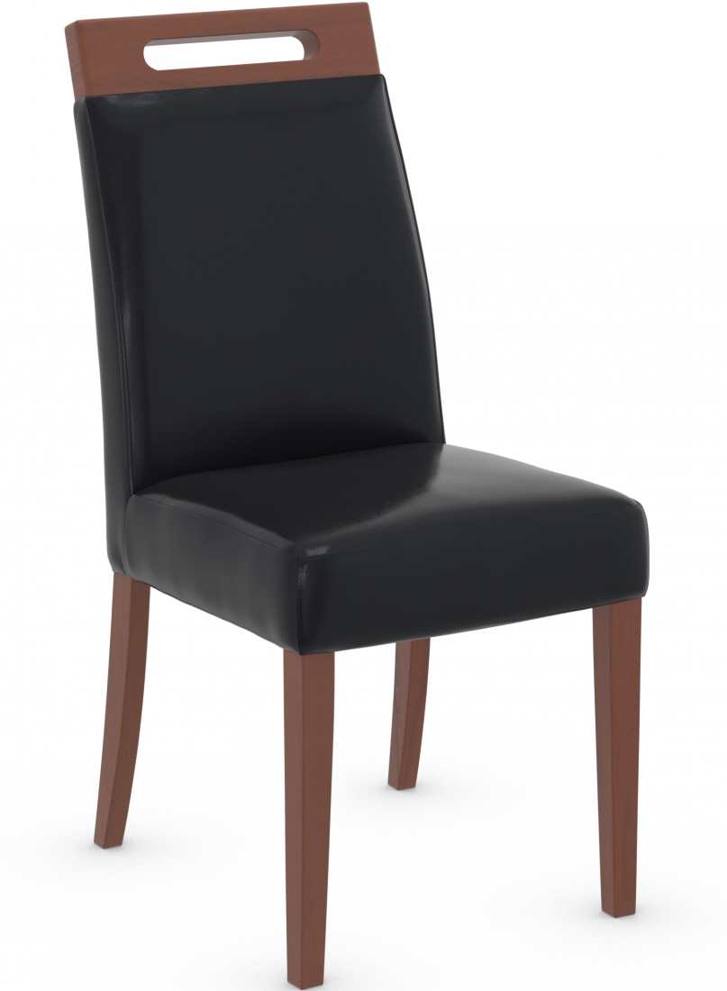 Modena Walnut Dining Chair Black Bonded Leather