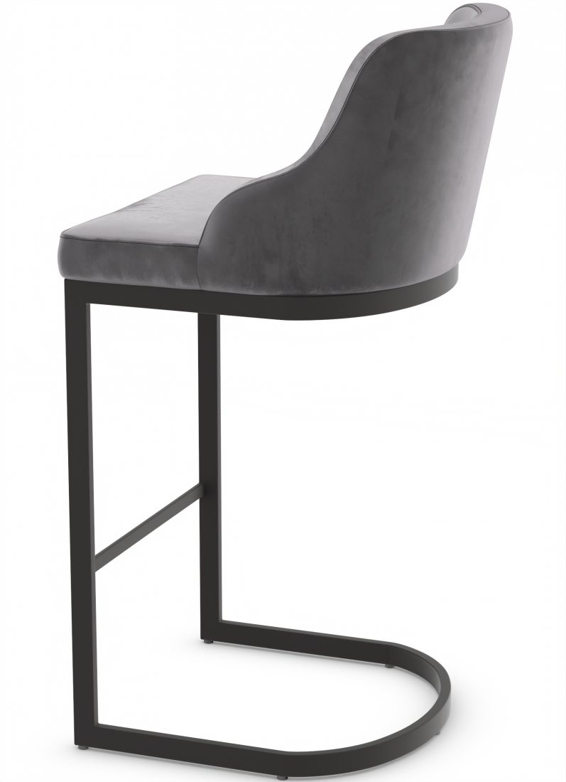 Nuovo Brushed Bar Stool Grey Velvet