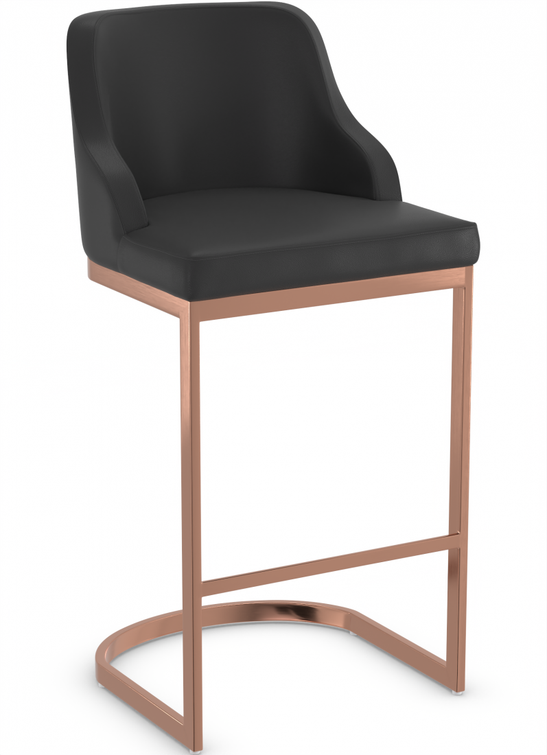 Nuovo Rose Gold Stool Black Leather