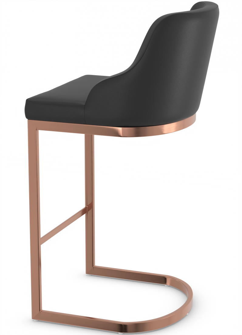 Nuovo Rose Gold Stool Black Leather